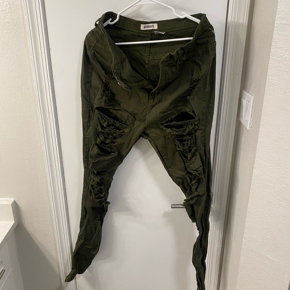 Jeans | Army Green Ripped Jeans | Poshmark
